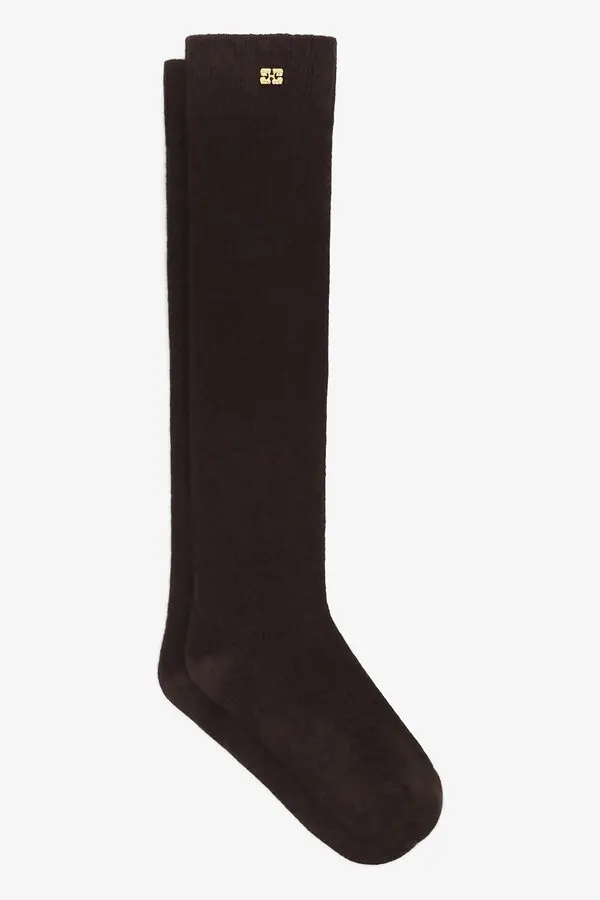 GANNI Wool Mix High Socks - Brown