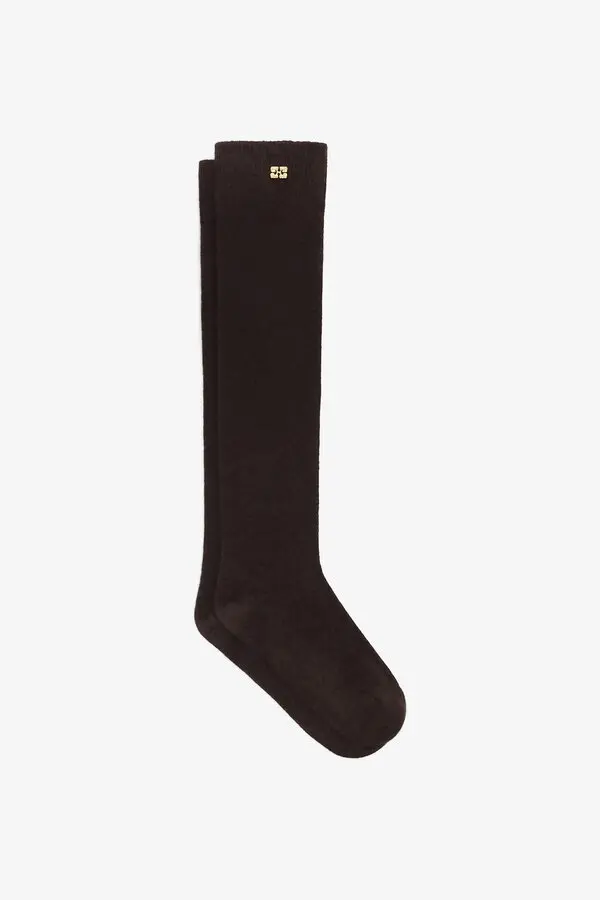 GANNI Wool Mix High Socks - Brown