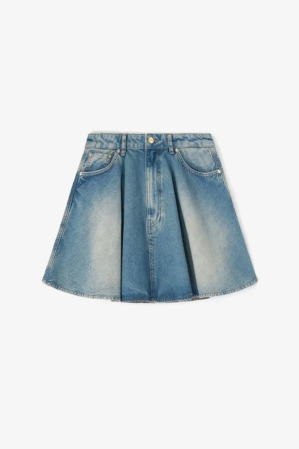 GANNI Tint Rigid Denim Skirt - Blue