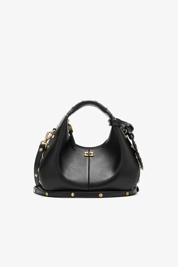 GANNI Mini Hobo Bag Studs - Black