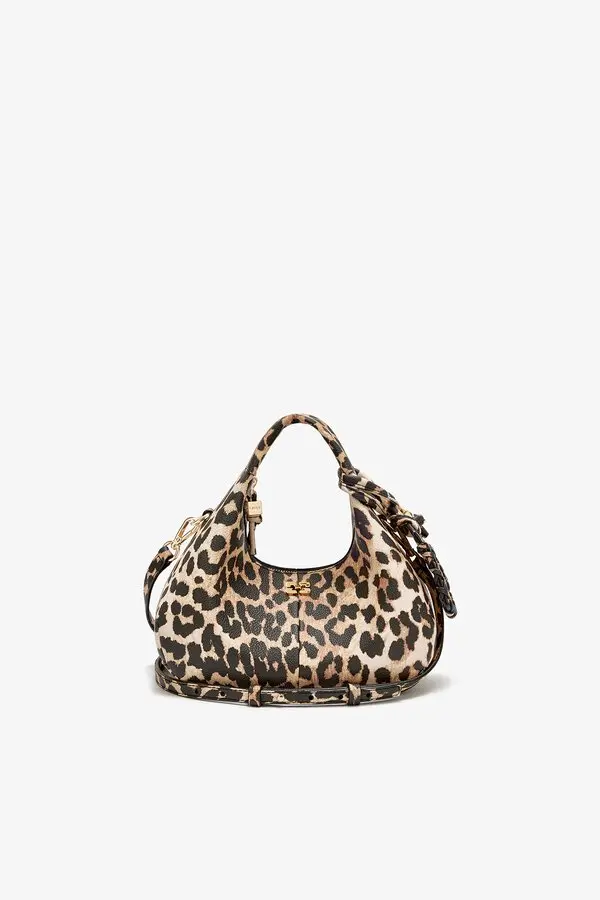 GANNI Mini Hobo Bag With Top Handle And Adjustable Strap - Brown