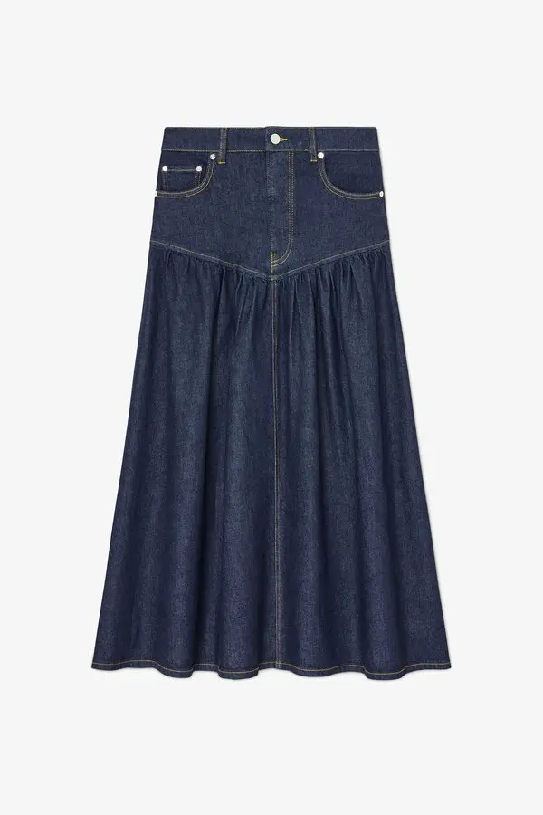 GANNI Bubble Hem Skirt - Navy