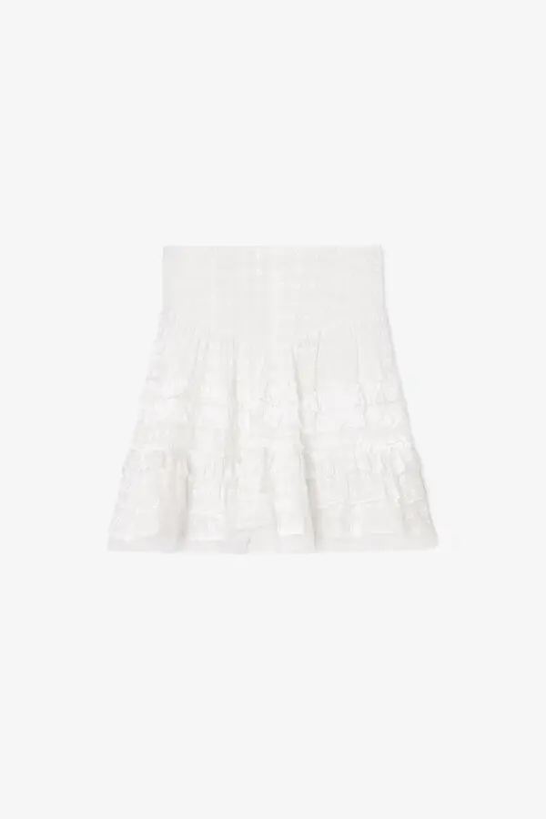 GANNI Ruched Hem Cotton Skirt - White