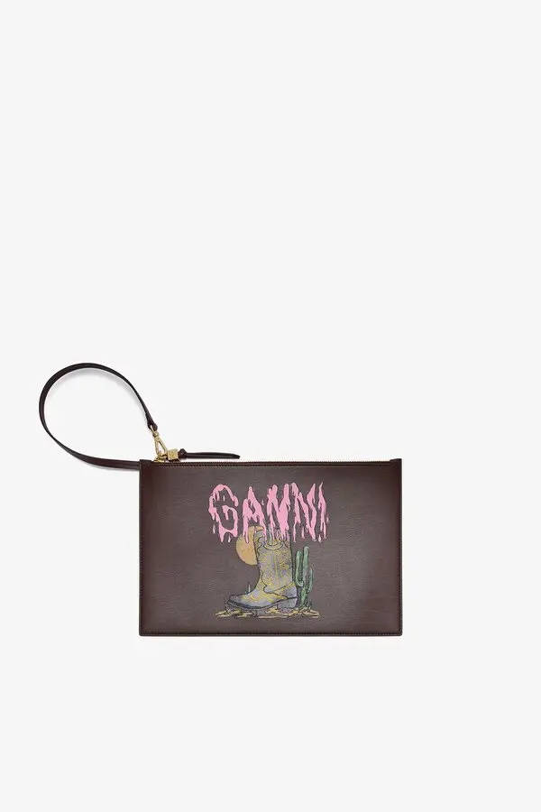 GANNI Flat Pouch With Western Boot Print