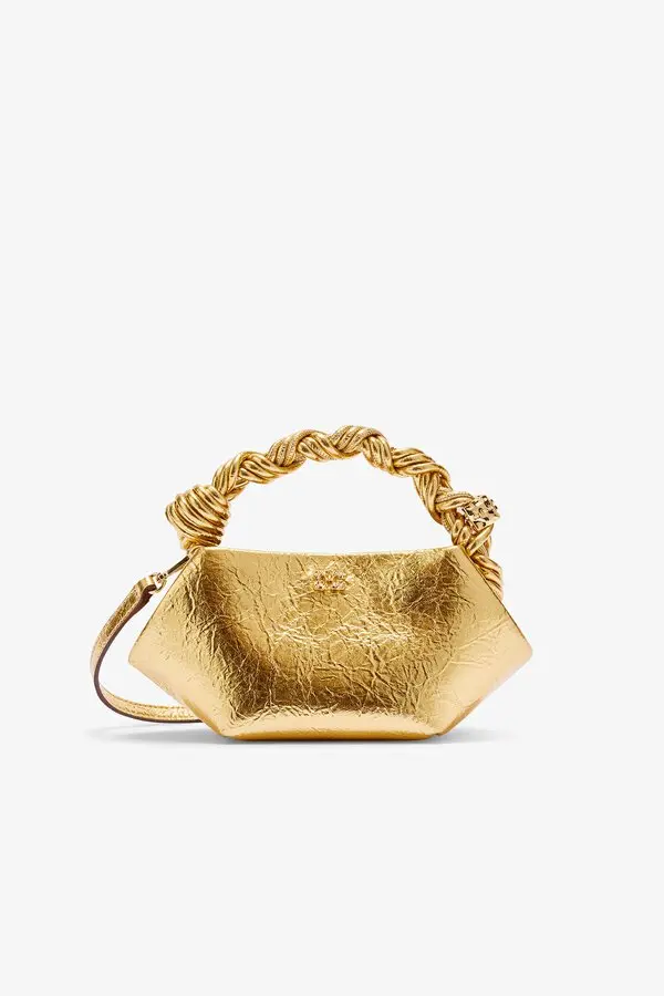 GANNI Metallic Mini Bou Bag - Gold