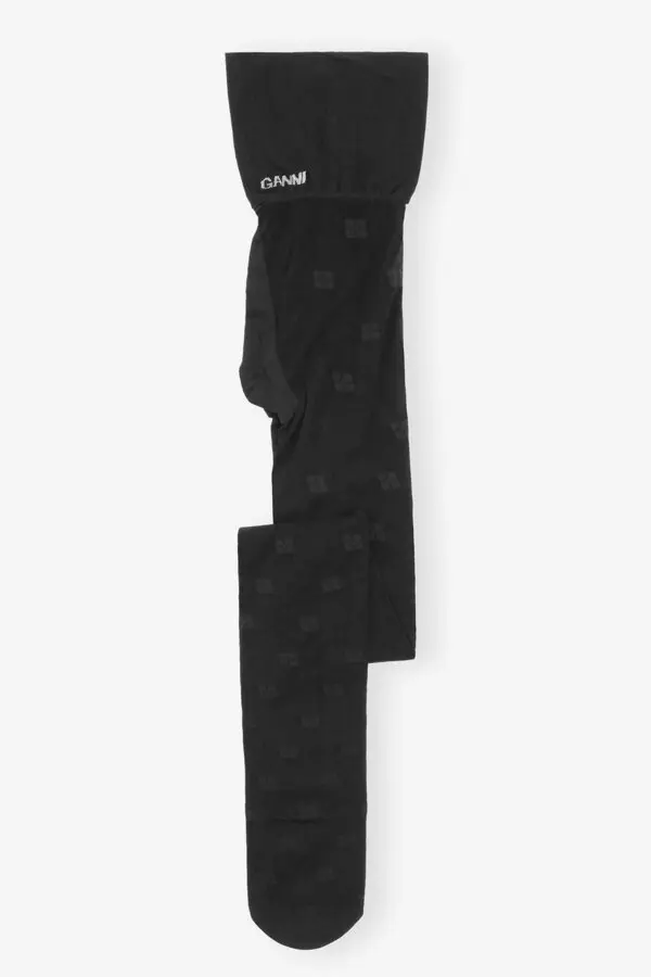 GANNI Butterfly Logo Tights - Black