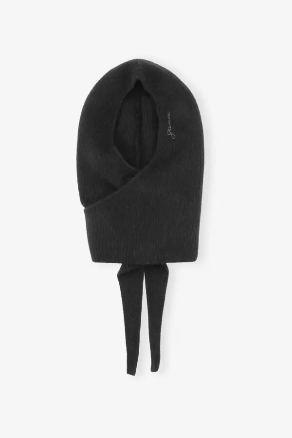 GANNI Soft Wool Balaclava - Black