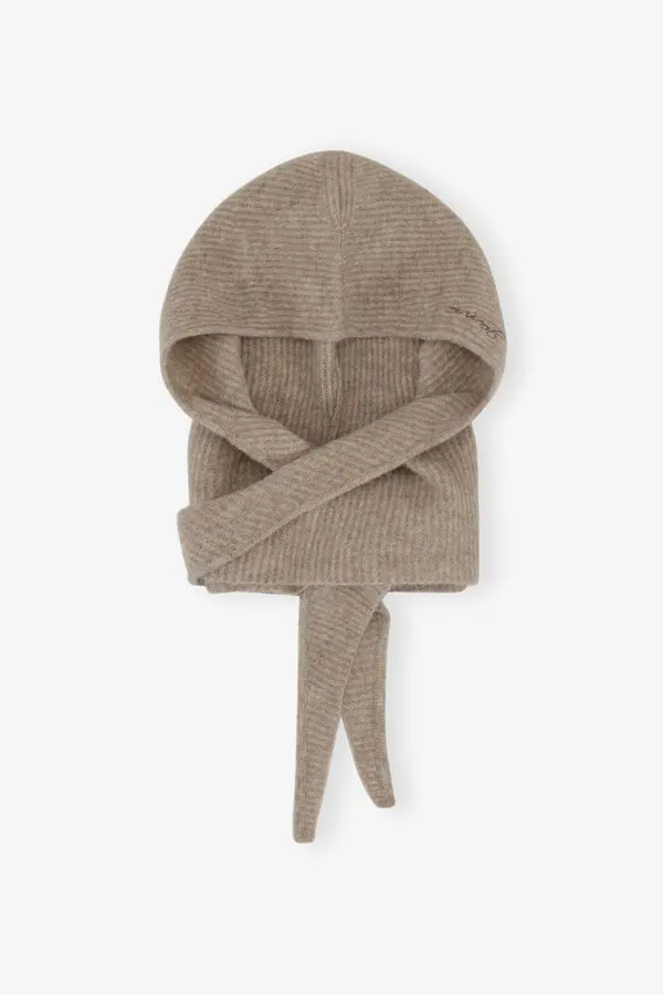GANNI Soft Wool Balaclava - Brown