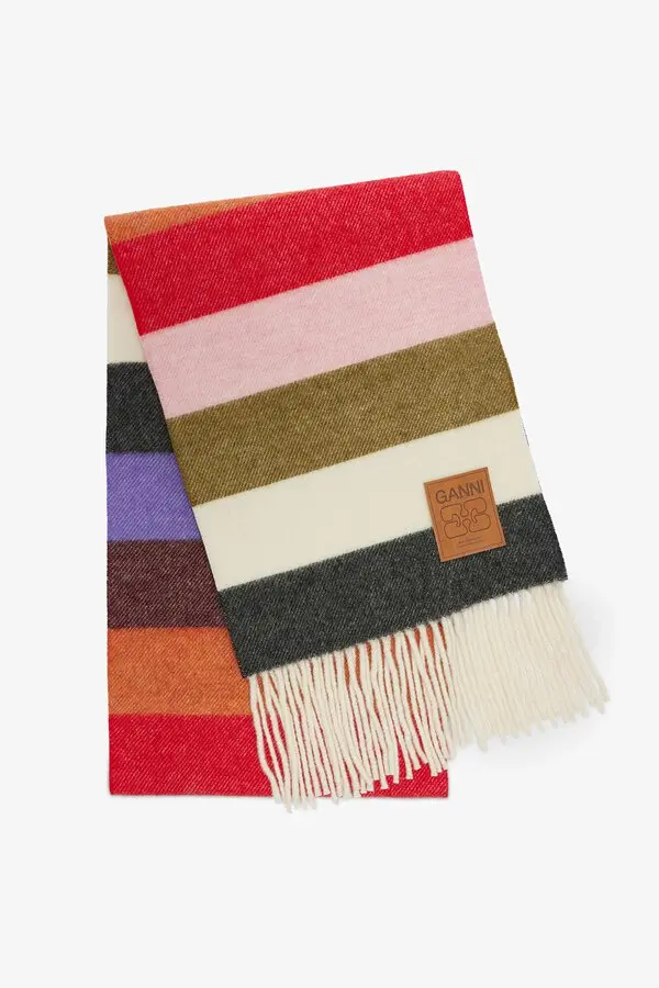 GANNI Wool Knit Scarf - Mixed