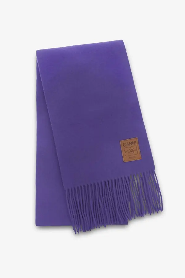 GANNI Wool Knit Scarf - Purple