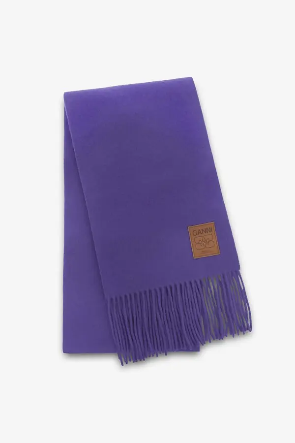 GANNI Wool Knit Scarf - Purple