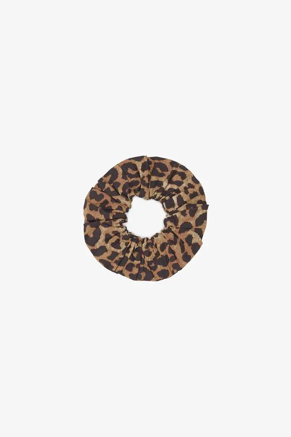 GANNI Leopard Print Cotton Scrunchie - Mixed