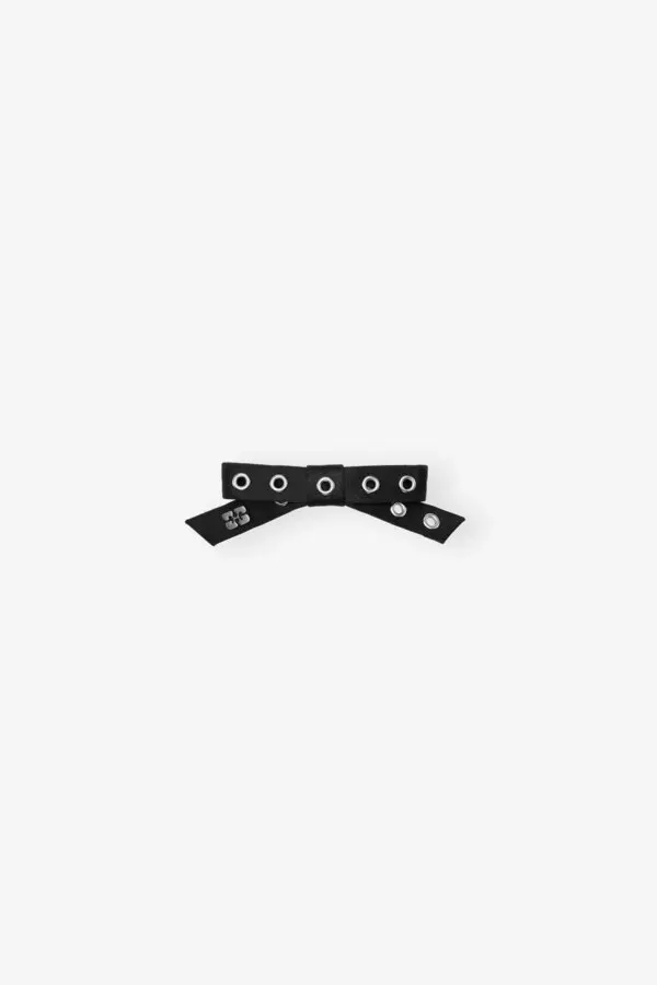GANNI Eyelet Bow Barrette - Black