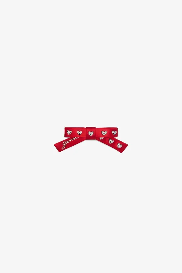 GANNI Eyelet Bow Barrette - Red