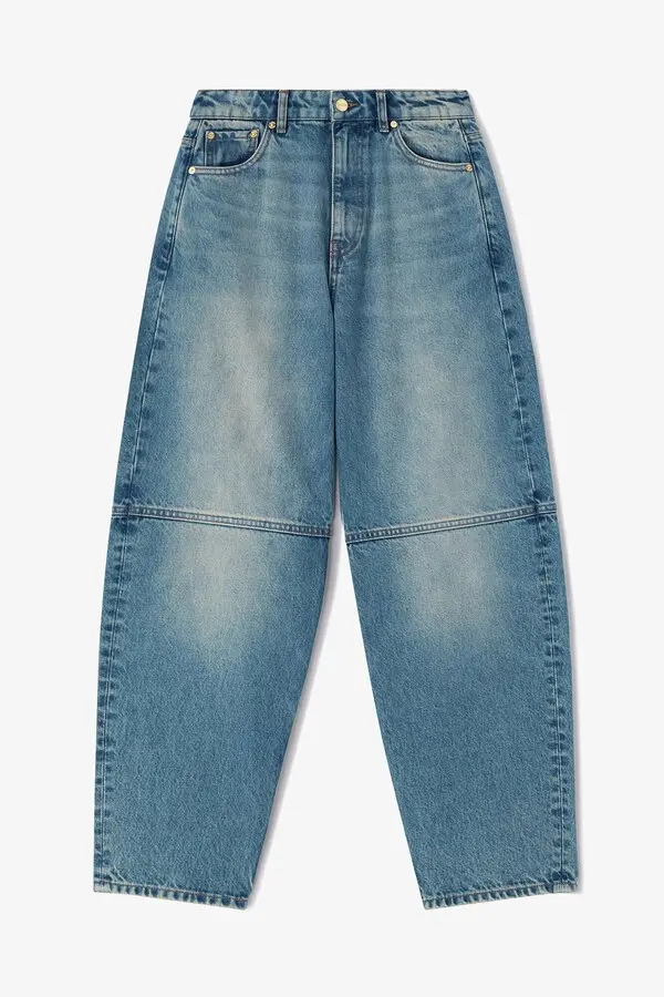 GANNI Mid-rise Barrel Leg Jeans - Blue