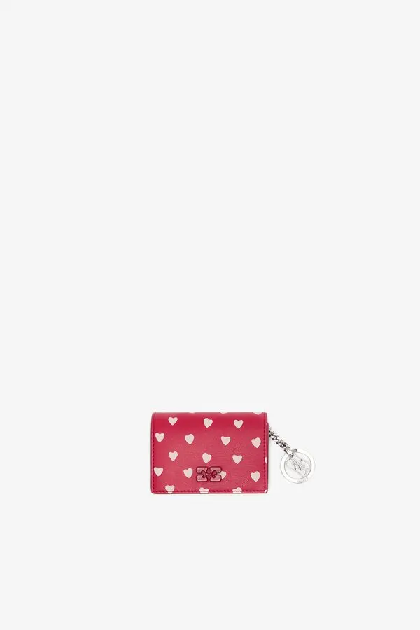 GANNI Bou Card Holder With Flap And Dots - Red
