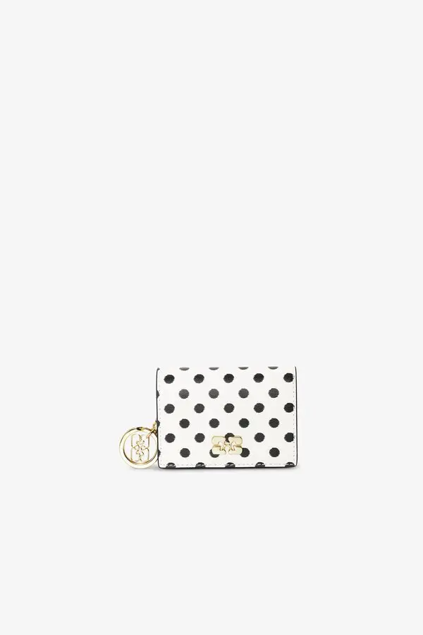 GANNI Bou Card Holder With Flap And Dots - White
