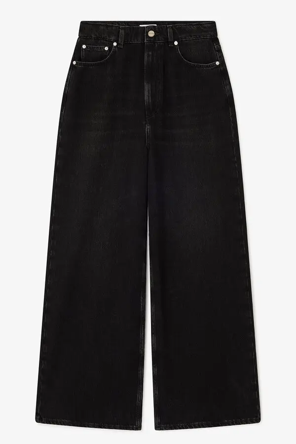 GANNI Washed Baggy Jeans - Black