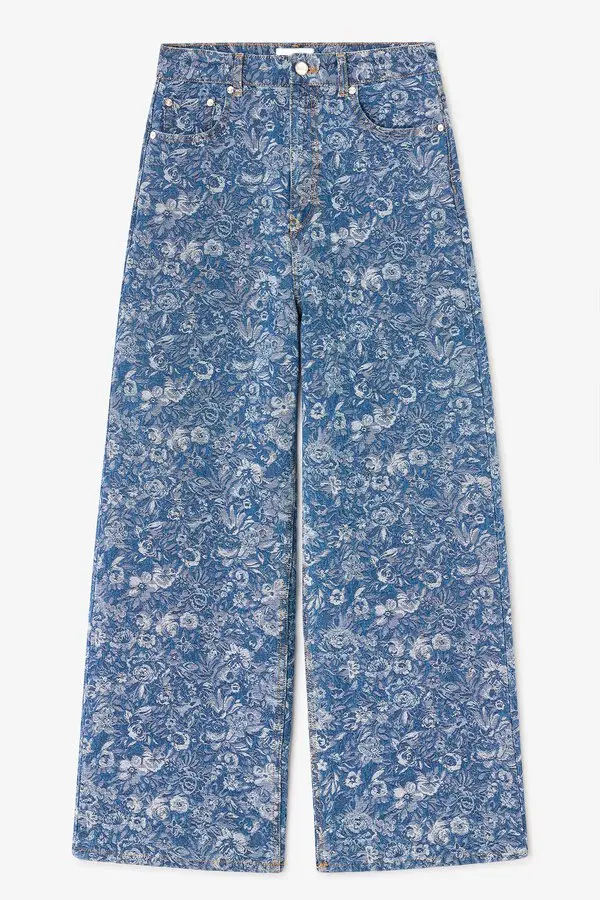 GANNI Tapestry Baggy Jeans - Blue