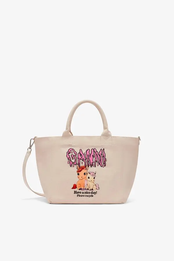 GANNI Printed Shopper - White