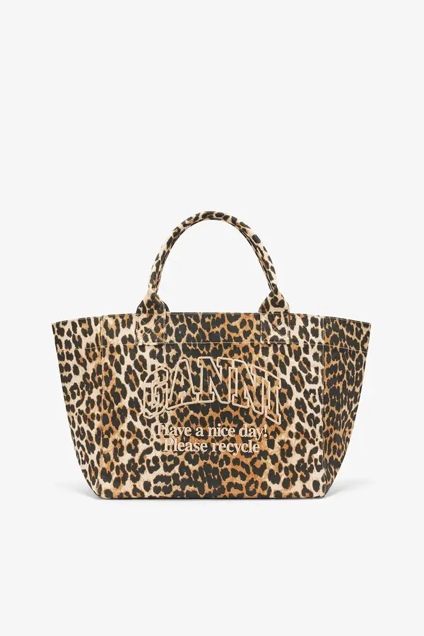 GANNI Leopard Medium Tote - Brown