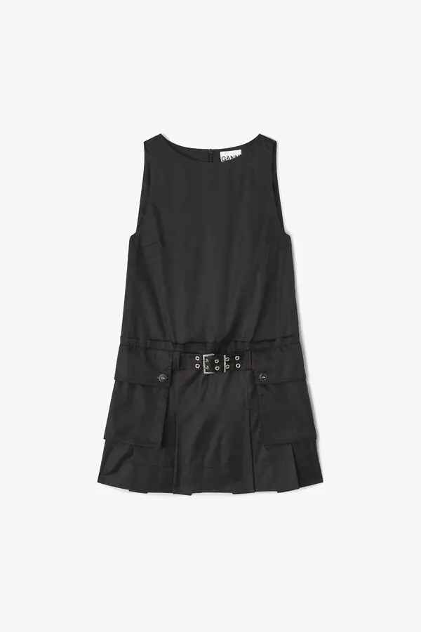 GANNI Duchesse Nylon Mini Dress - Black