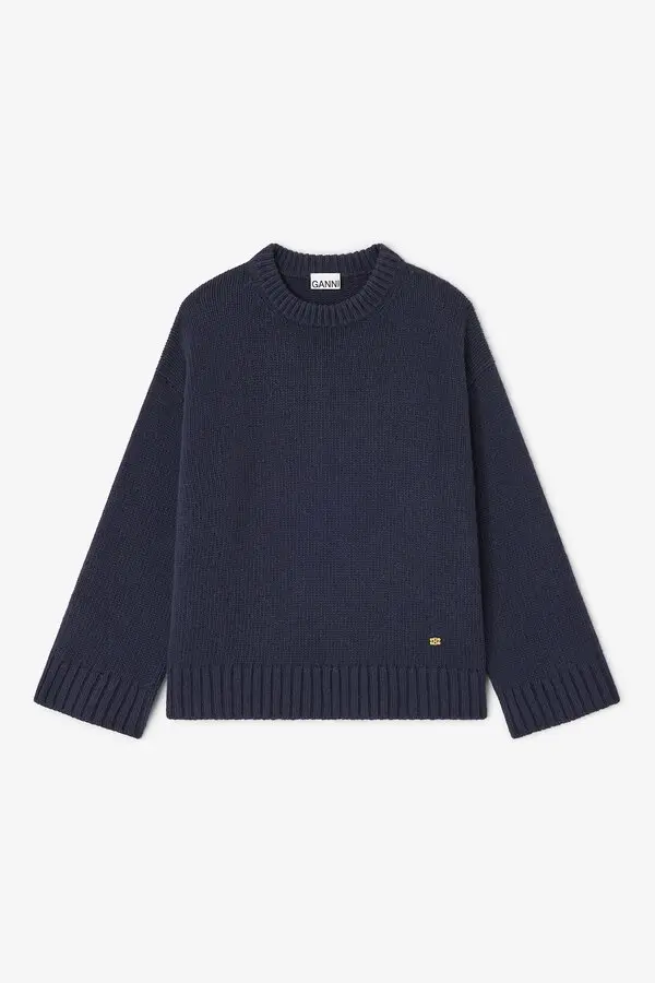 GANNI Wool Mix Sweater - Navy