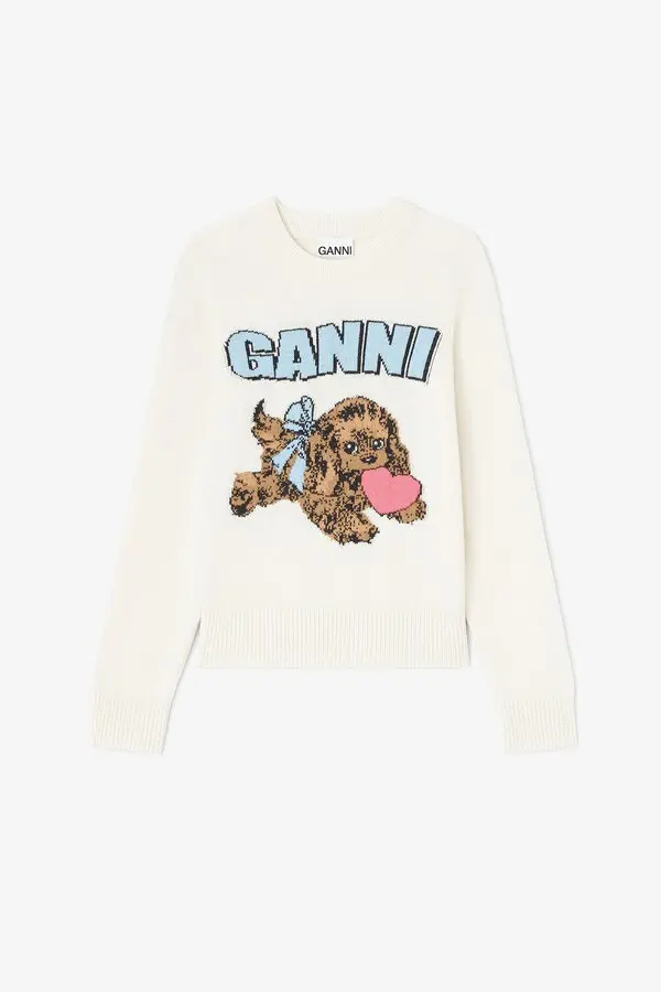 GANNI Puppy Wool Sweater - White