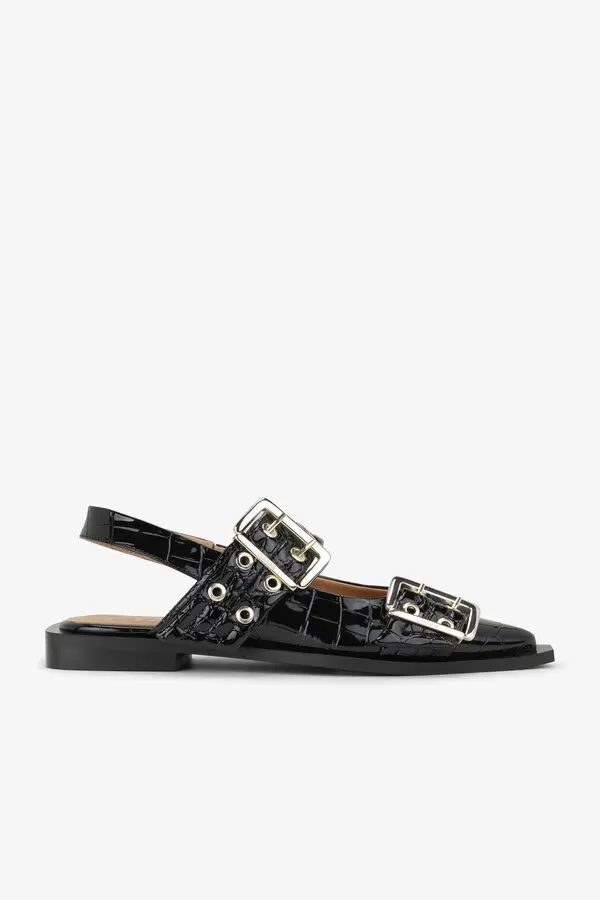 GANNI Ballerinas With Buckles - Black
