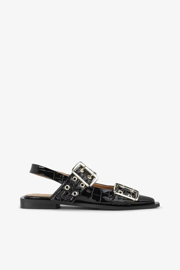 GANNI Buckle Ballerinas - Black
