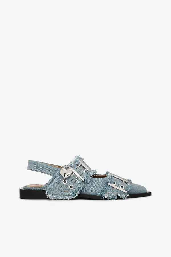 GANNI Buckle Ballerinas - Blue