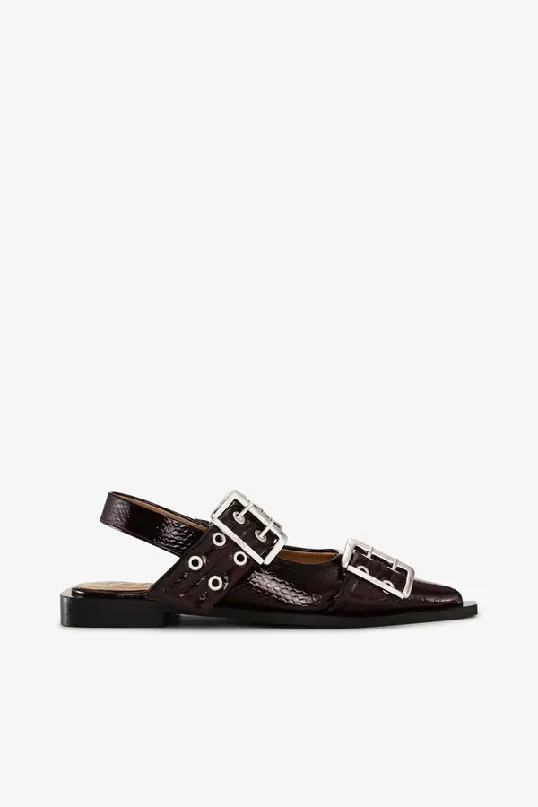 GANNI Buckle Ballerinas - Red