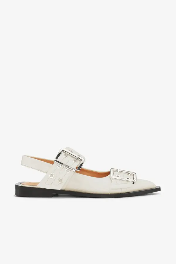 GANNI Buckle Ballerinas - White