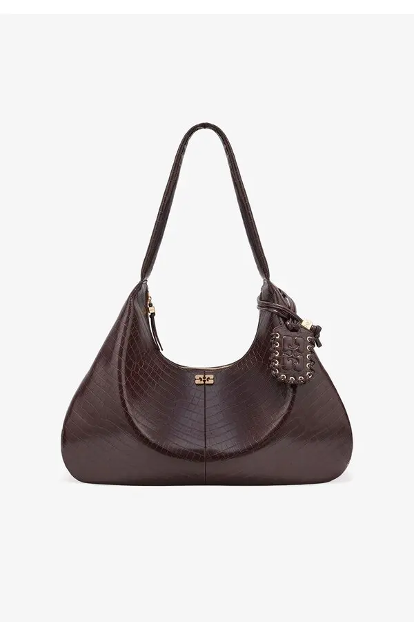 GANNI Xxl Croco Hobo Bag - Brown
