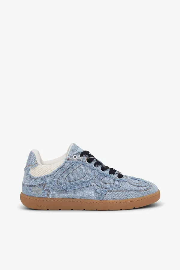 GANNI 08 Denim Raw Edge Sneakers - Blue