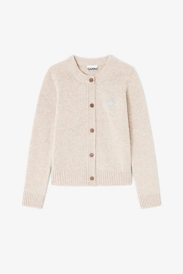 GANNI Wool Mix Cardigan - Beige