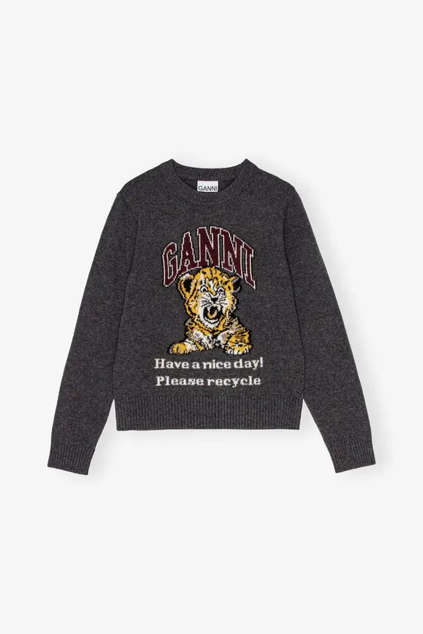 GANNI Graphic Tiger Sweater - Grey