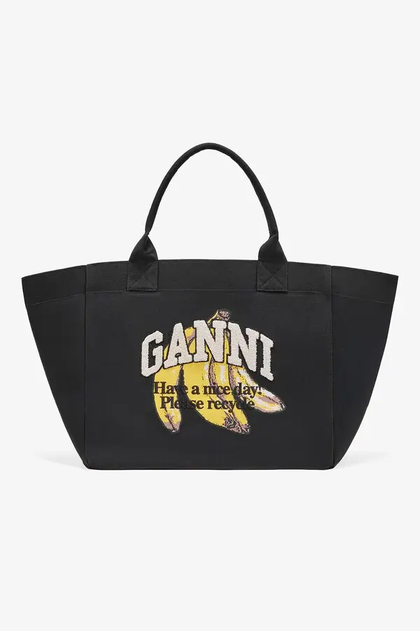 GANNI Xxl Banana Print Tote - Black