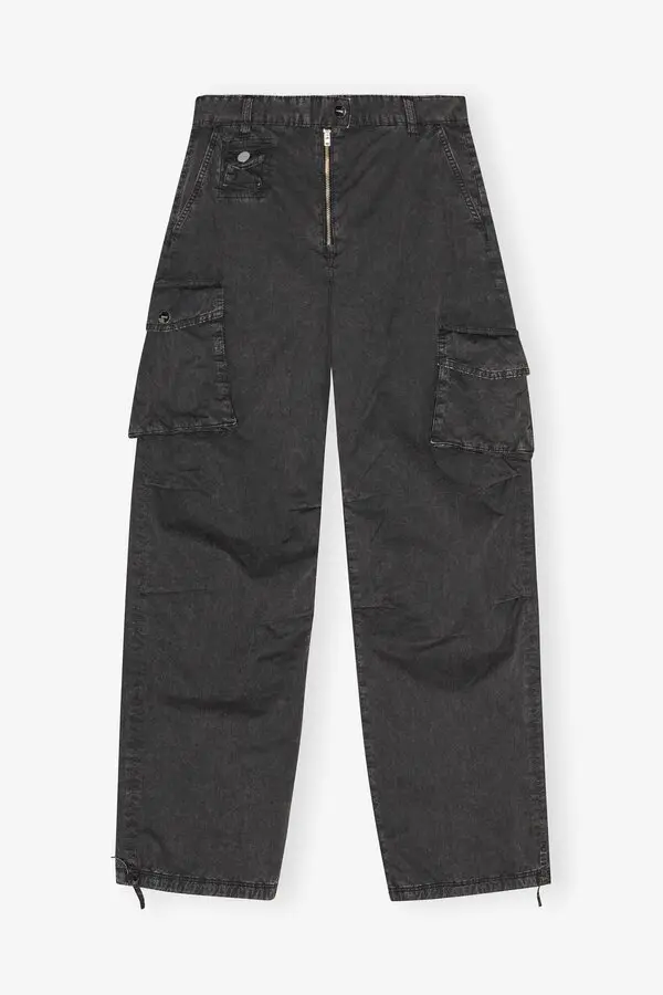GANNI Washed Twill Cargo Trousers - Mixed