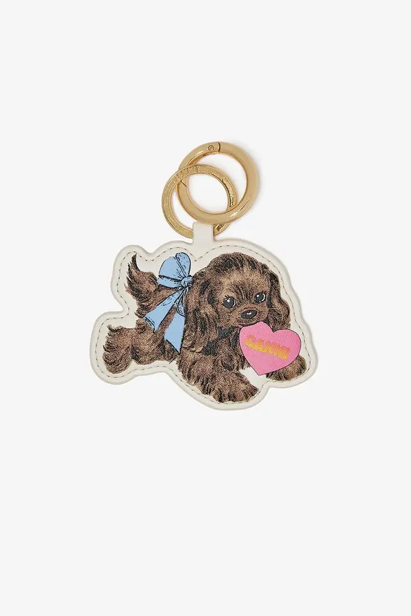 GANNI Puppy Keyring - Brown