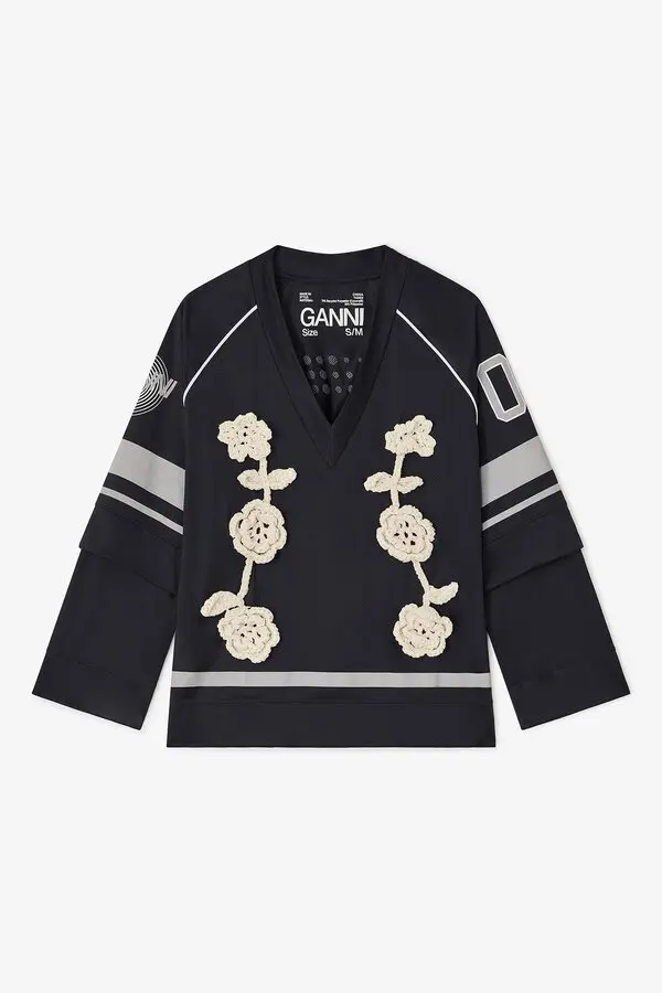 GANNI League Long-sleeve Top - Black