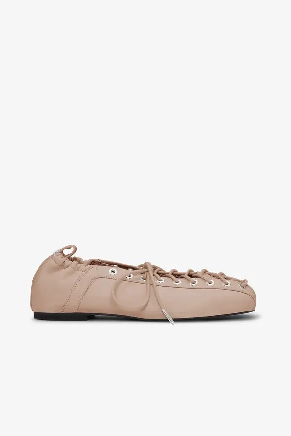 GANNI Lace-up Ballerinas - Beige