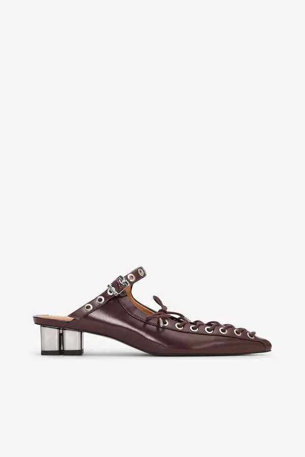 GANNI Lace-up Mules - Red