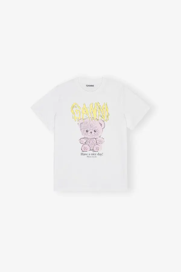 GANNI Basic Cotton Jersey Relaxed T-shirt - White
