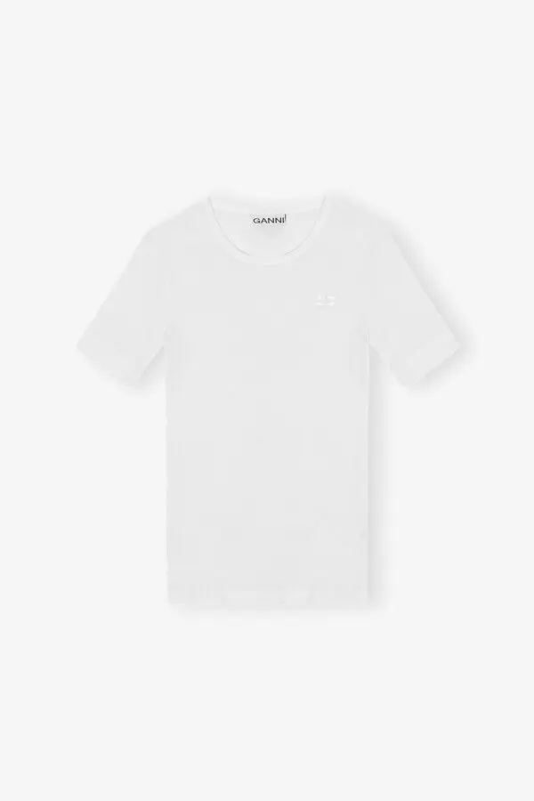 GANNI Soft Cotton Rib T-shirt - White