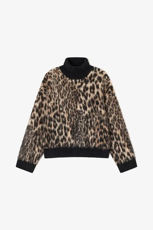 GANNI Leopard Print High-neck Sweater - Mixed