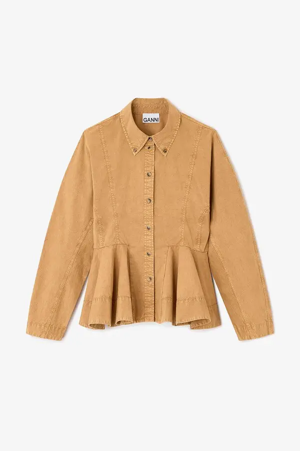 GANNI Washed Peplum Shirt