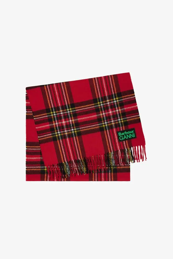 GANNI X Barbour Wool Scarf - Red