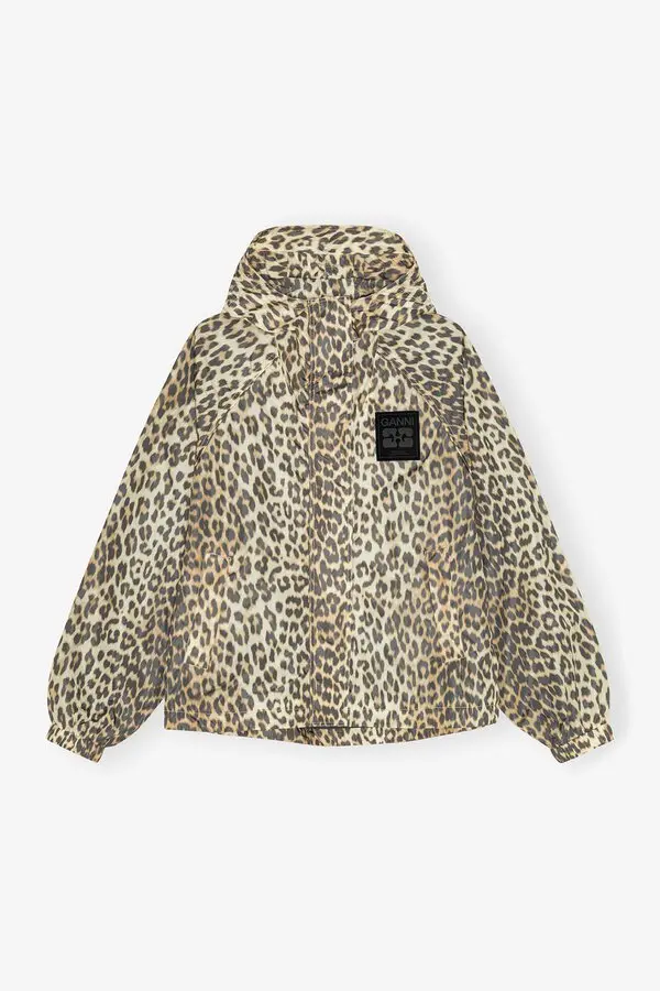 GANNI Leopard Print Nylon Jacket - Brown