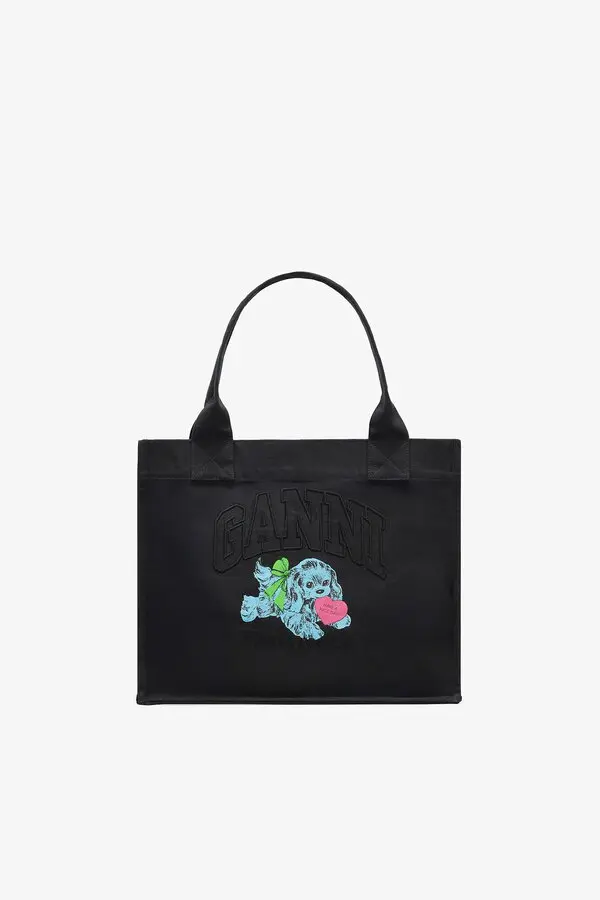 GANNI Large Puppy Print Tote